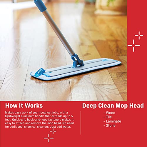 E-Cloth Deep Clean Mop Head, Microfiber Mop Head Replacement for Floor Cleaning, Great for Hardwood, Laminate, Tile and Stone Flooring, Washable and Reusable, 100 Wash Guarantee, 1 Pack