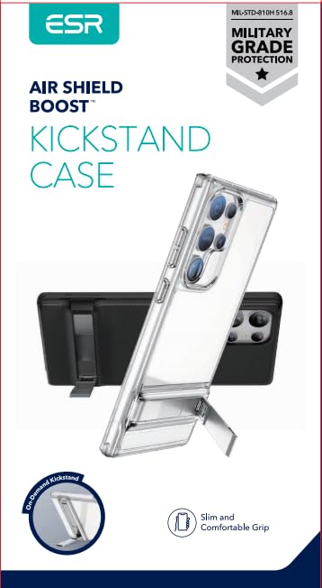ESR for Samsung Galaxy S23 Ultra Case with Kickstand, 3 Stand Modes, Military-Grade Drop Protection, Slim Phone Cover, Boost Kickstand Case, Clear