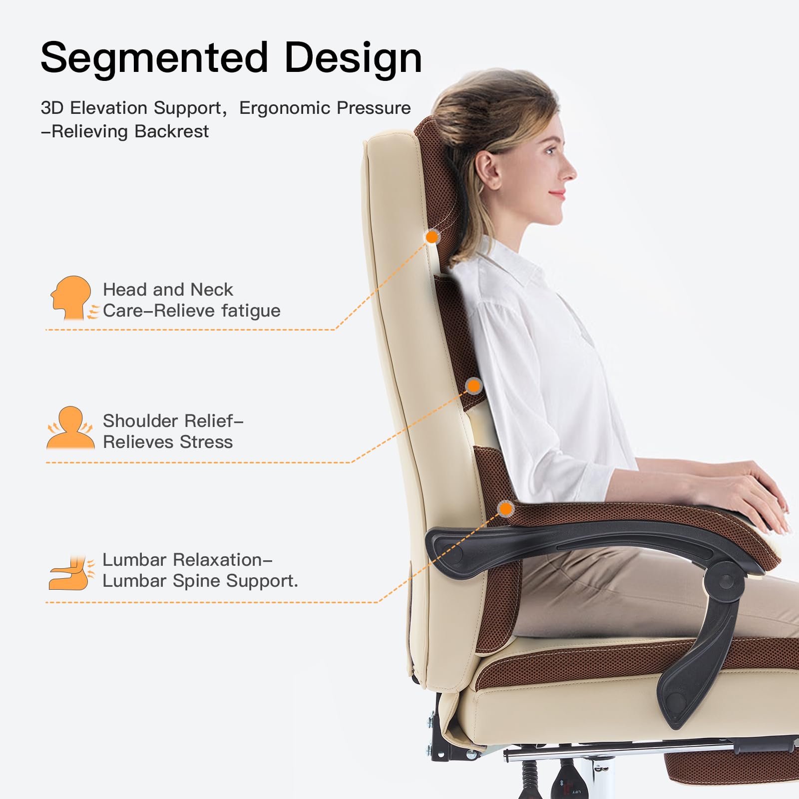 Executive Office Chair with Foot Rest, Ergonomic Big and Tall Computer Desk Chair Back Support, Comfy Reclining High Back Office Chair for Adults, Task Swivel Chairs for Home Office