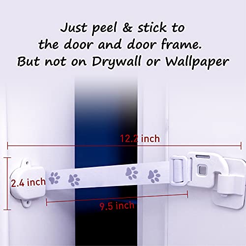 Neobay Child Proof Door Lock with Adjustable Door Strap and Latch. No Need for Interior Cat Door. Keep Toddler Out of Room with Litter Box While Let Cat in Easily.