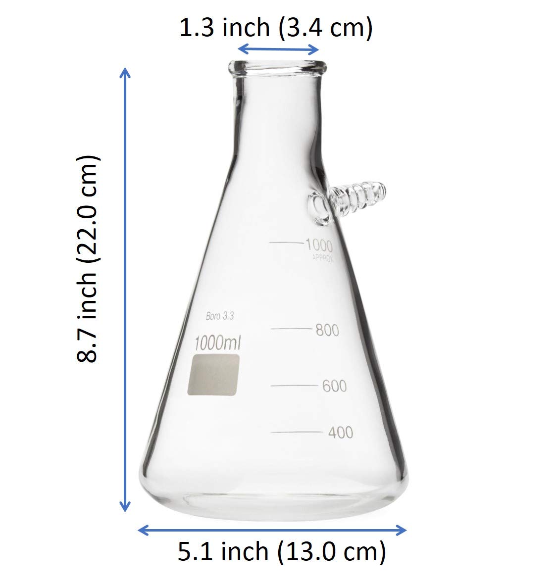 Glass Filtering Flask with Upper Tubulation, 1000ml