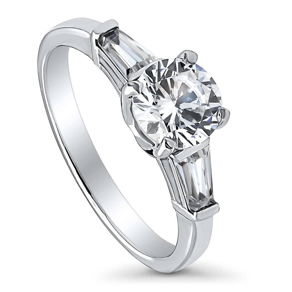BERRICLE Sterling Silver Solitaire Wedding Engagement Rings 1 Carat Round Cubic Zirconia CZ Promise Ring for Women, Rhodium Plated Size 8