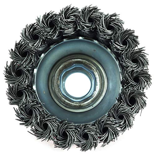 Forney 72757 Wire Cup Brush, Knotted with 5/8-Inch-11 Threaded Arbor, 2-3/4-Inch-by-.020-Inch