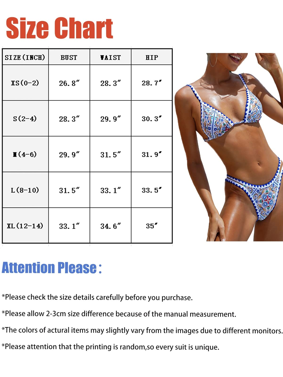 BIKINX Womens Swimsuits Sexy High Cut Bikini Floral Print Two Piece Sets Blue Vintage Bathing Suit Padding Push Up Swimsuit Top