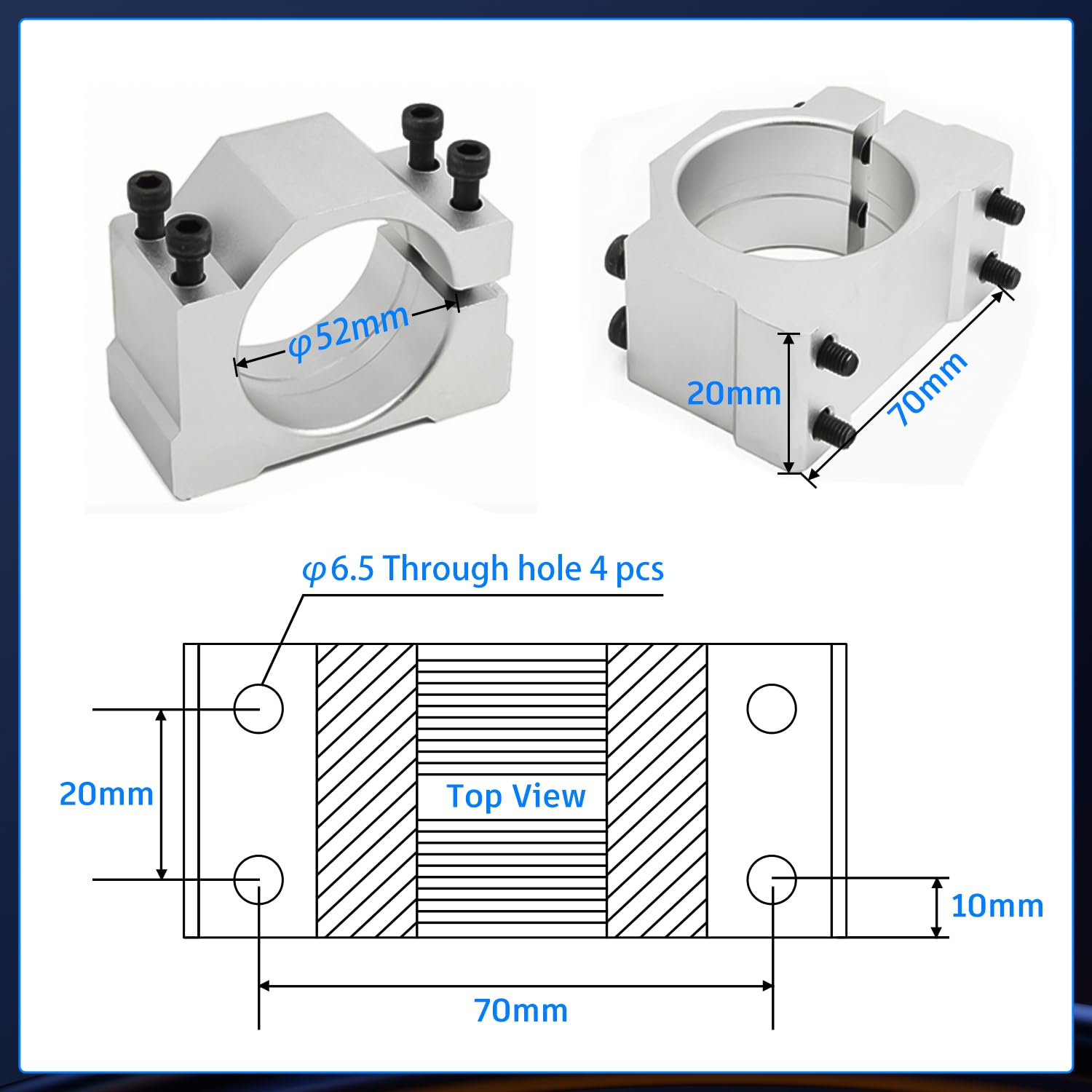 CNC Spindle, 500W CNC Spindle Motor,52mm Clamp with ER11 Collet and 10pcs Router Bit,High Precision for DIY CNC Router Milling and CNC Router Machine