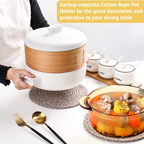 Trivet Round Hot Pads 4pcs 9.5 Inches Diameter 100% Eco Pure Cotton Thread Weave Trivets for Hot Pots and Pans / Kitchen Trivets for Hot Dishes Hot Pot Holders …