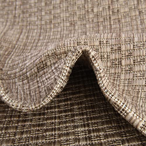Unique Loom Collection Casual Transitional Solid Heathered Indoor/Outdoor Flatweave Area Rug, Rectangular 4' 0" x 6' 0", Beige