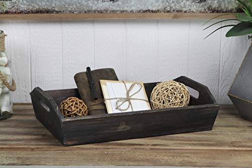 Cheung's FP-3772B Deep Wooden Tray with Side Handles| Shabby Brown