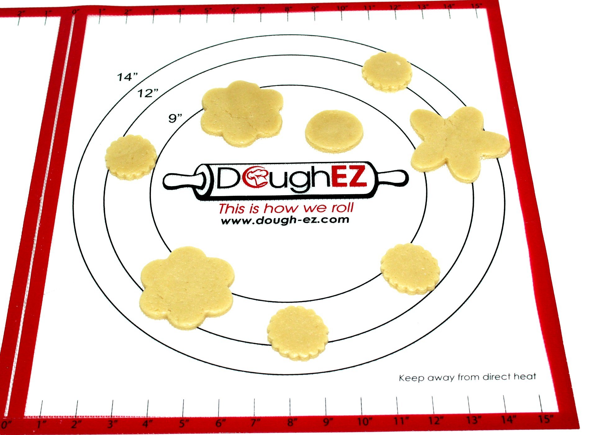 DoughEZ Patented Extra Large 17.5 x 32 Non-Slip Silicone Pastry Dough Rolling Mat and 6 Guide Sticks - BPA Free, Approved materials