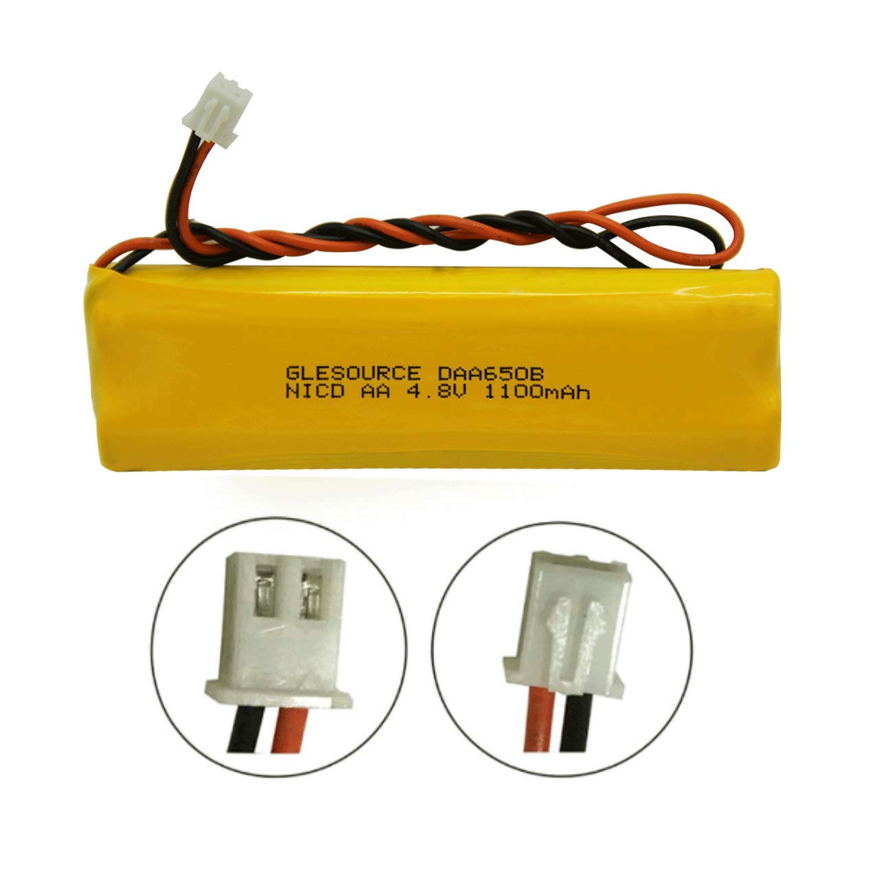 GLESOURCE 4.8V 1100mAh Emergency Lighting Battery Replaces with LITHONIA D-AA650Bx4 Unitech Dual-Lite 0120859 Ni-CD AA 650mAh 4.8V EJW-NI-CAD 800mah BYD D-AA650B-4 Exit Sign Emergency Light(2 Pack)
