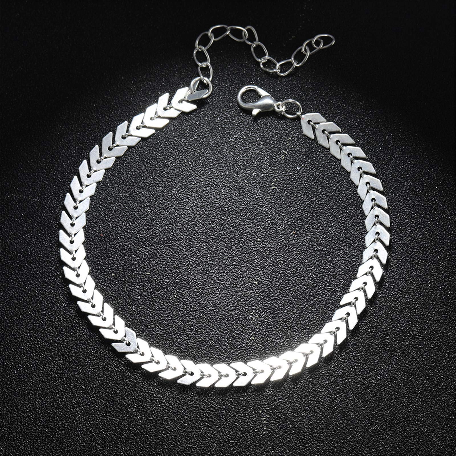 Bonlting Fashion Ankle Bracelet Women Sterling Silver Anklet Foot Jewelry Chain Beach