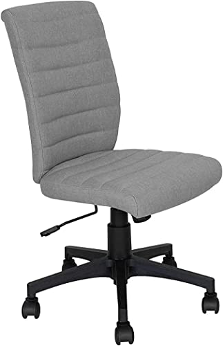 Ergonomic Home Office Desk Chair – Computer Mesh Adjustable Task Swivel Tilt Tension Armless Cushion Mid-Fiber Mesh Lumbar Support (Light Grey)