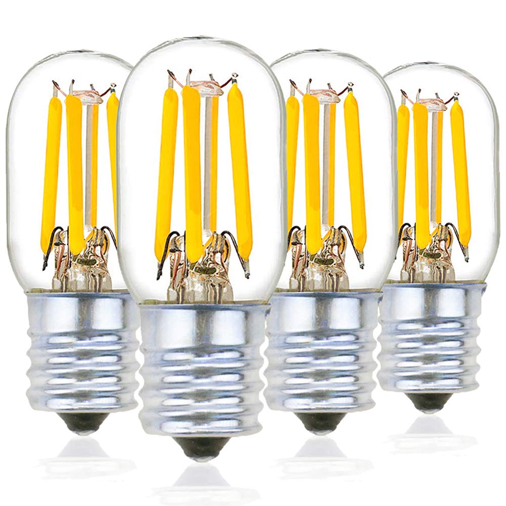 Bonlux 2W Dimmable T7/T22 LED Appliance Bulb E17 Intermediate Base Microwave Oven Light Bulb (25W Incandescent Equivalent) 120V E17 LED Refrigerator Range Hood Light (Warm White 2700K, 4-Pack)