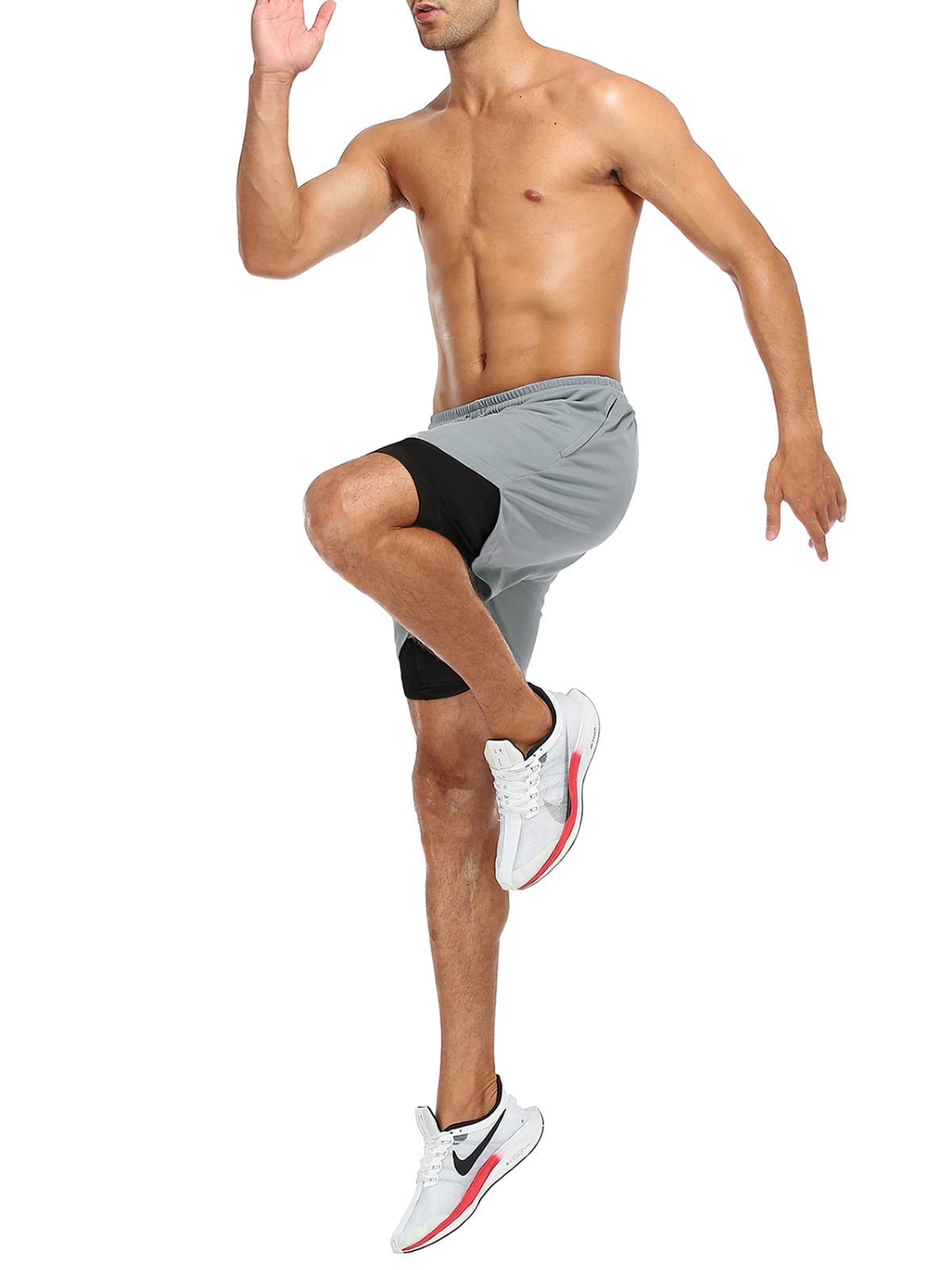 Century Star Mens Running Shorts Athletic Workout Quick Dry Compression Short for Men with Pockets Training Sport Gym Shorts Blue X-Large