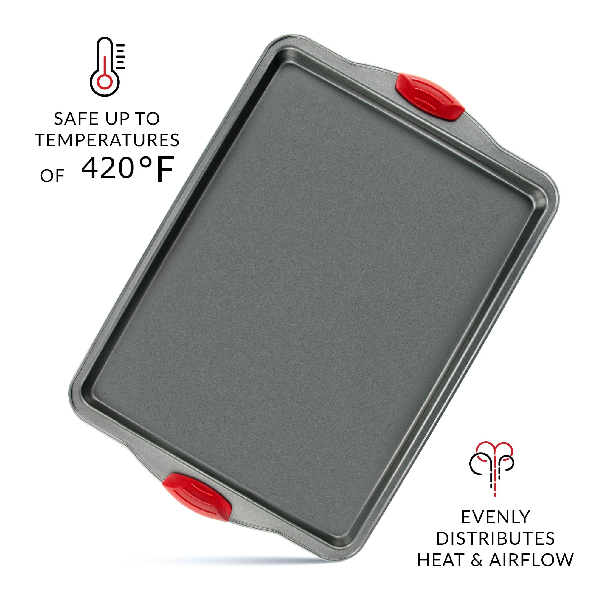 Boxiki Kitchen Non-Stick Baking & Cookie Sheet Pan Non-Toxic 11x14 Inch Rimmed Carbon Steel Baking Sheet. Dent, Warp and Rust Resistant. Heavy Gauge Steel Oven Baking Sheet. 1 Tray.