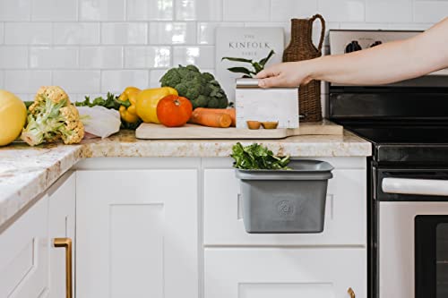 Full Circle Scrap Happy β Food Scrap Collector and Freezer Compost Bin - Hanging Kitchen Countertop Bin for Fruit and Vegetable Waste, Slate