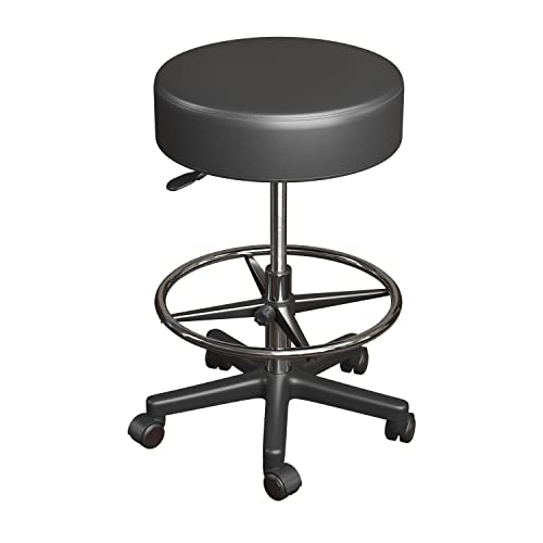 Luxton Ergonomic Rolling Stool -Double Padding and Memory Foam Adjustable Medical Spa Stool, Desk Stool Chair with Swivel Rolling Chair, Black with Wheels, Easy Set up
