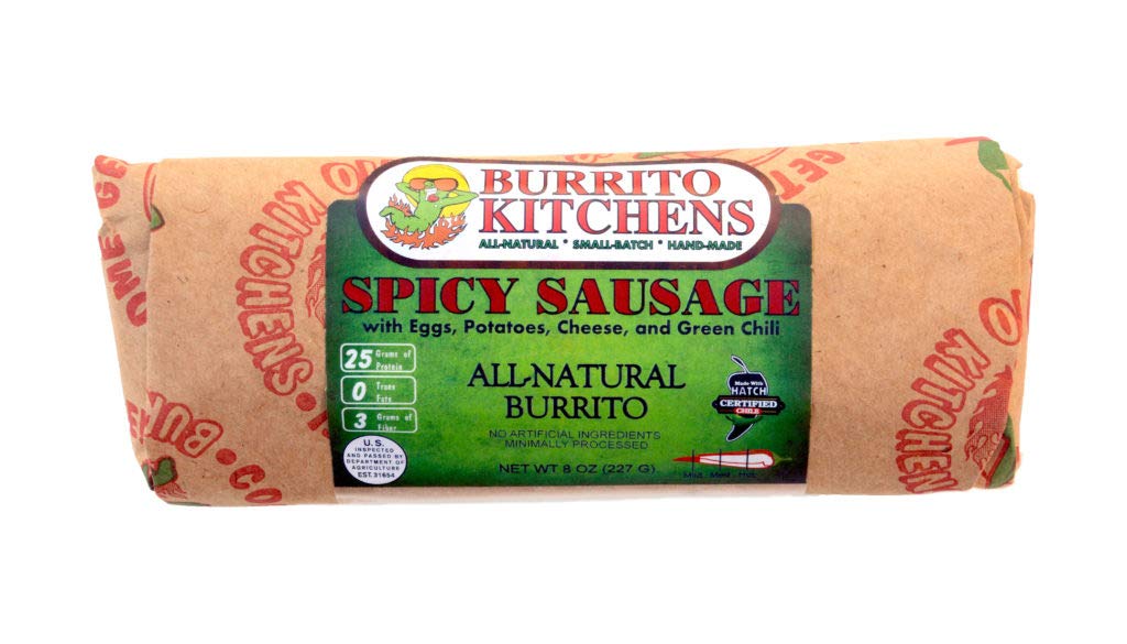 BURRITO KITCHENS All Natural Burrito, Spicy Sausage, 8 Oz (Pack of 12)