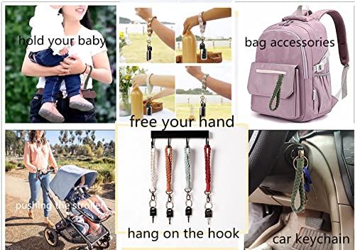 Sither Boho Macrame Keychain for Women Handmade Keychain Bracelet Keyring Wristlet Macrame Keychain Holder for Gift(green)
