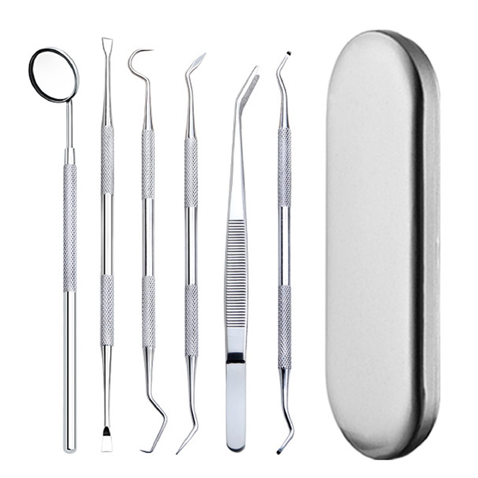Dental Tools Set, 6 in 1 Dental Picks for Teeth Cleaning Kit, Plaque Remover for Teeth, Teeth Cleaning Kit Tartar Remover, Dental Hygiene Cleaning Kit, Stainless Steel Scraper Remover for Teeth