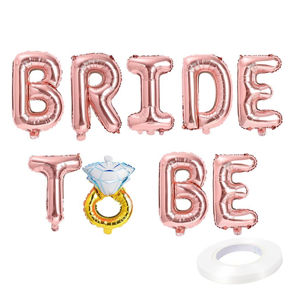 HAIOPS BRIDE TO BE Balloon Jumbo Foil Balloon Handwriting Letter Giant Celebration Balloon Romanti Wedding Bridal Shower Anniversary Engagement Party Decoration (Rose Gold)