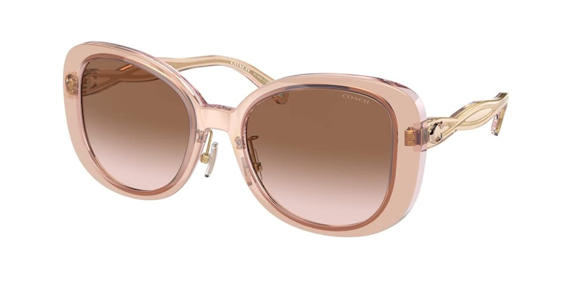 Coach HC8333 568013 53MM Transparent Blush/Brown Pink Gradient Square Sunglasses for Women + BUNDLE With Designer iWear Eyewear Kit