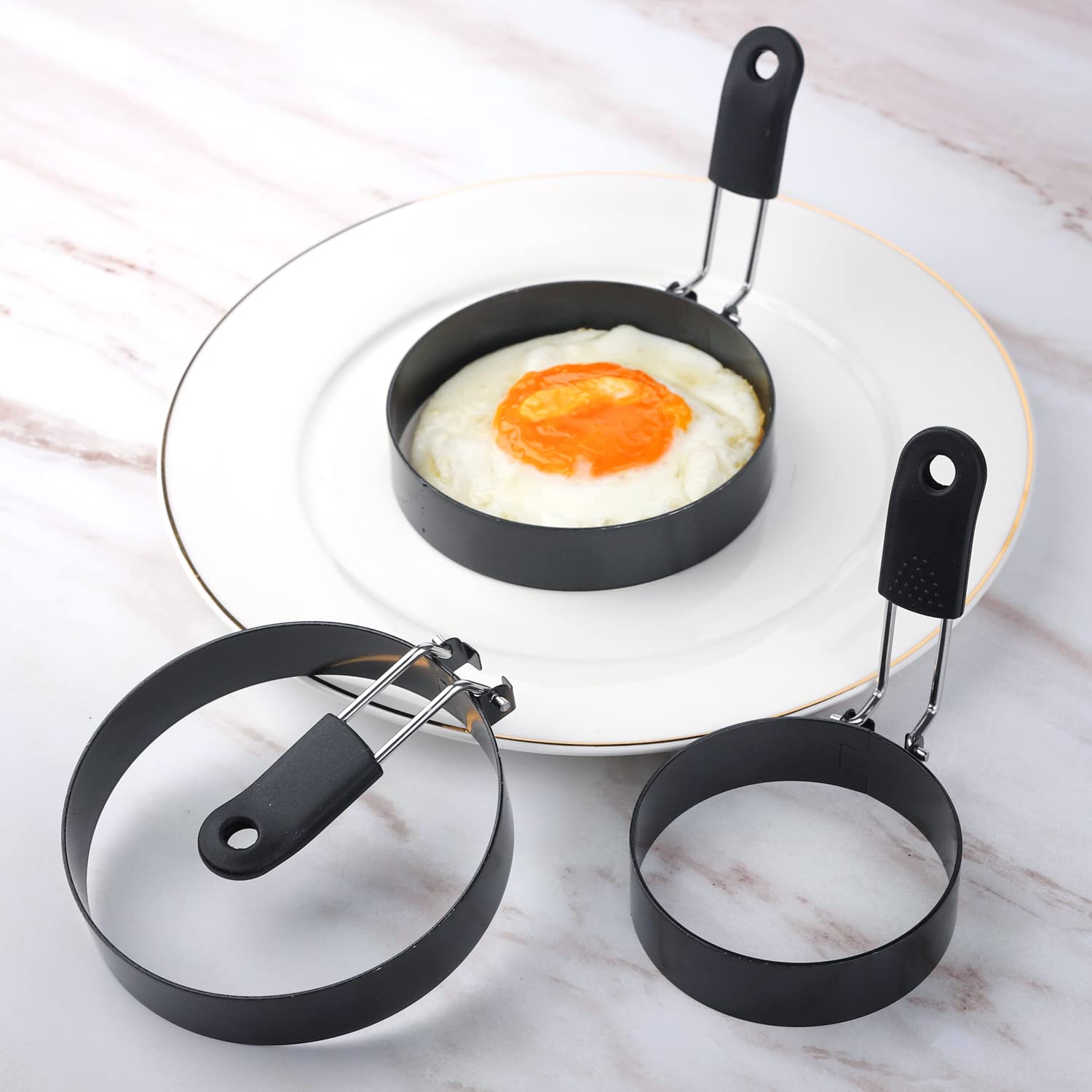 Egg Rings Set of 6 Stainless Steel Pancake Mold And Egg Ring Set Nonstick Round Egg And Omelet Mold for Frying Eggs And Muffins(Set of 6)