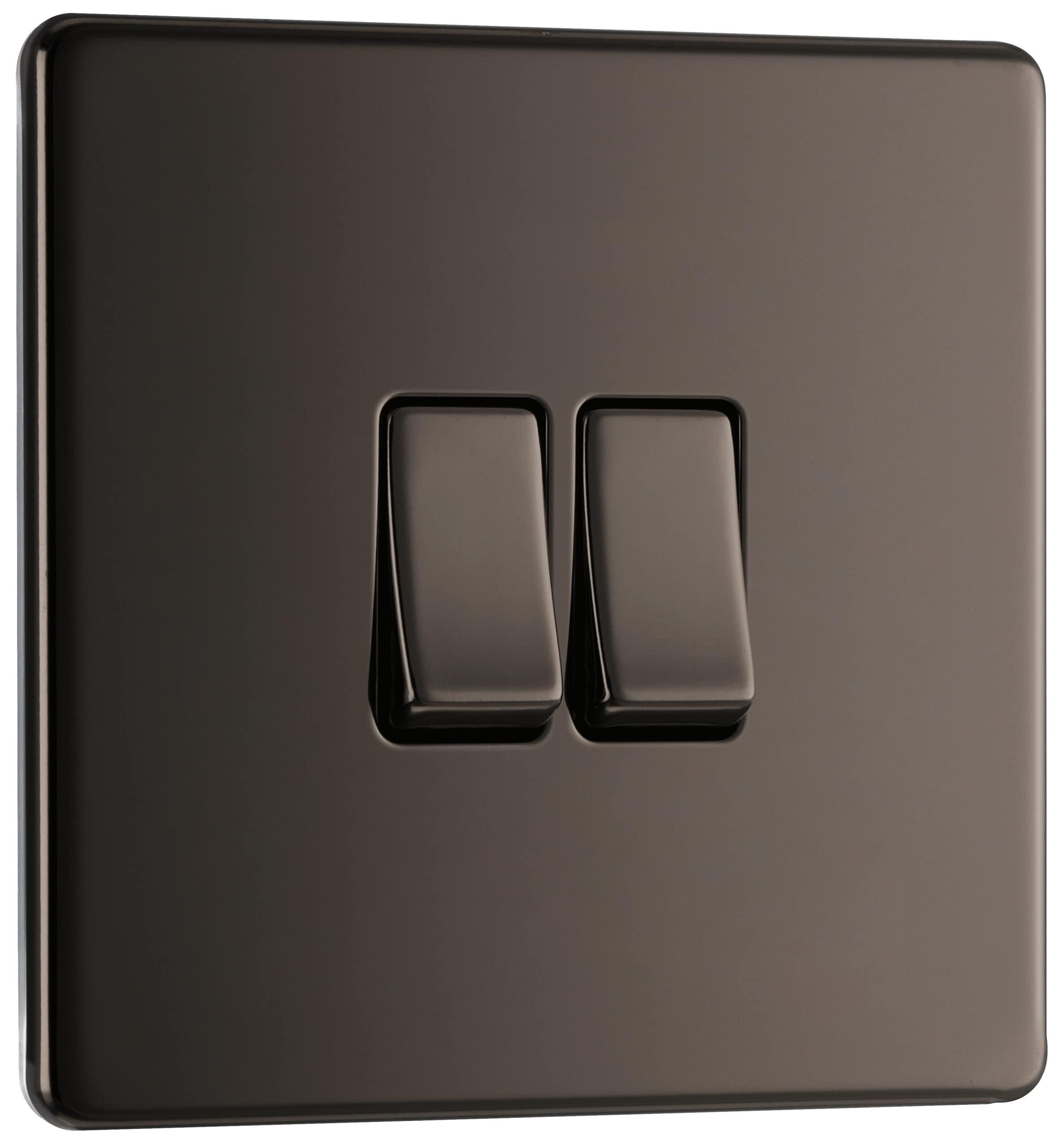 BG Electrical Screwless Flat Plate Triple Dimmer Intelligent Light Switch, Black Nickel, 2-Way