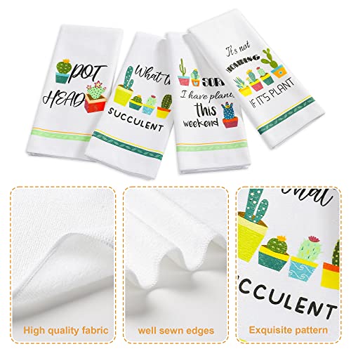 DDOFAH Funny Kitchen Towels and Dishcloths Sets of 4 Kitchen Towels with Sayings Tea Dish Towel for Cooking Baking New Home Gifts,Housewarming Gift Home Decorations