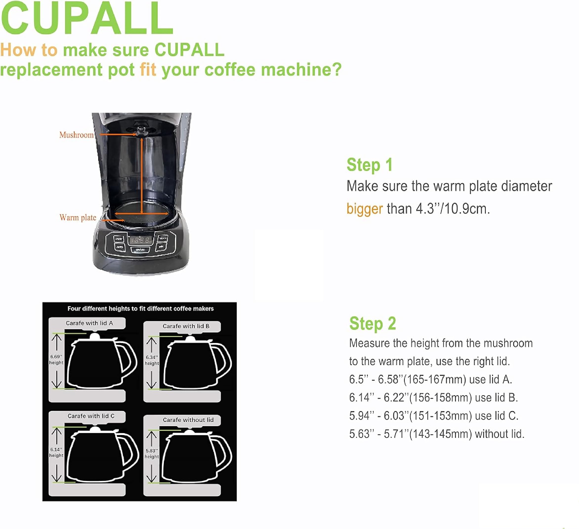 Coffee Machine Replacement 12-CUP Glass Pot, Compatible With Kitchenaid KCM1209 KCM1208 Cuisinart DCC 1220BKS, Capresso SG300, Gourmia GCM3260, Krups Essential Wamife Mueller 12 cups coffee machine