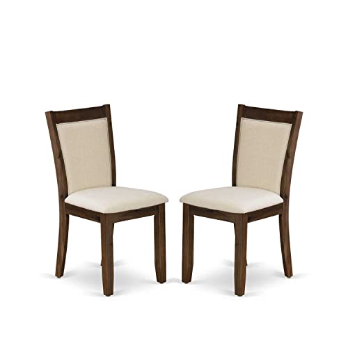 East West Furniture MZCNT32 Monza Parson Light Beige Linen Fabric Upholstered Dining Chairs, Set of 2