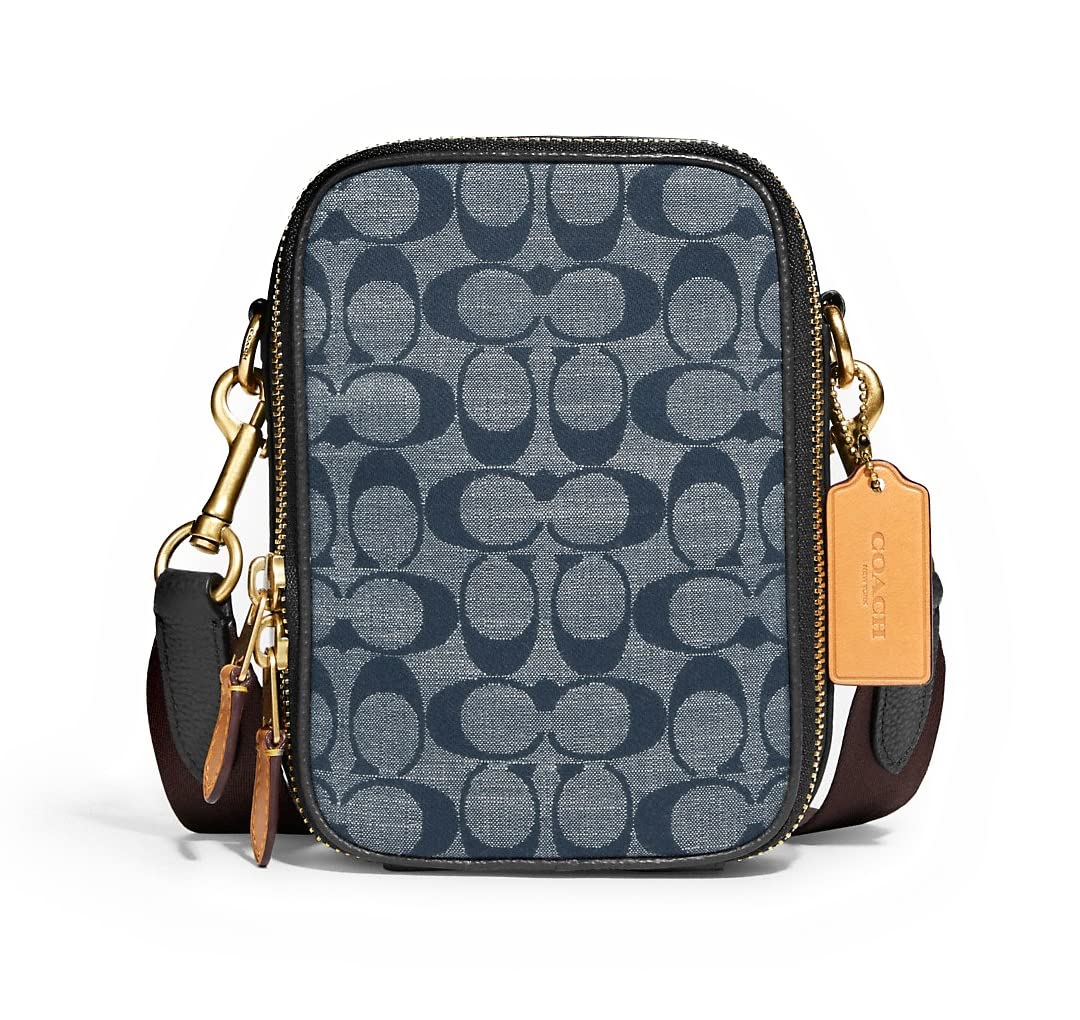 Coach North/South Crossbody Bag In Signature chambray Denim Brass/Multi