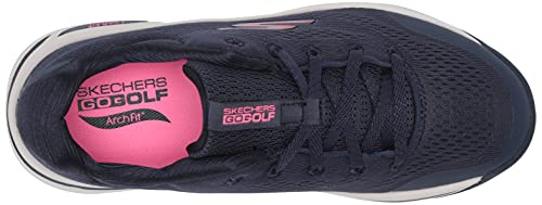 Skechers Women's Go Arch Fit Golf Shoe, Navy/Pink, 8