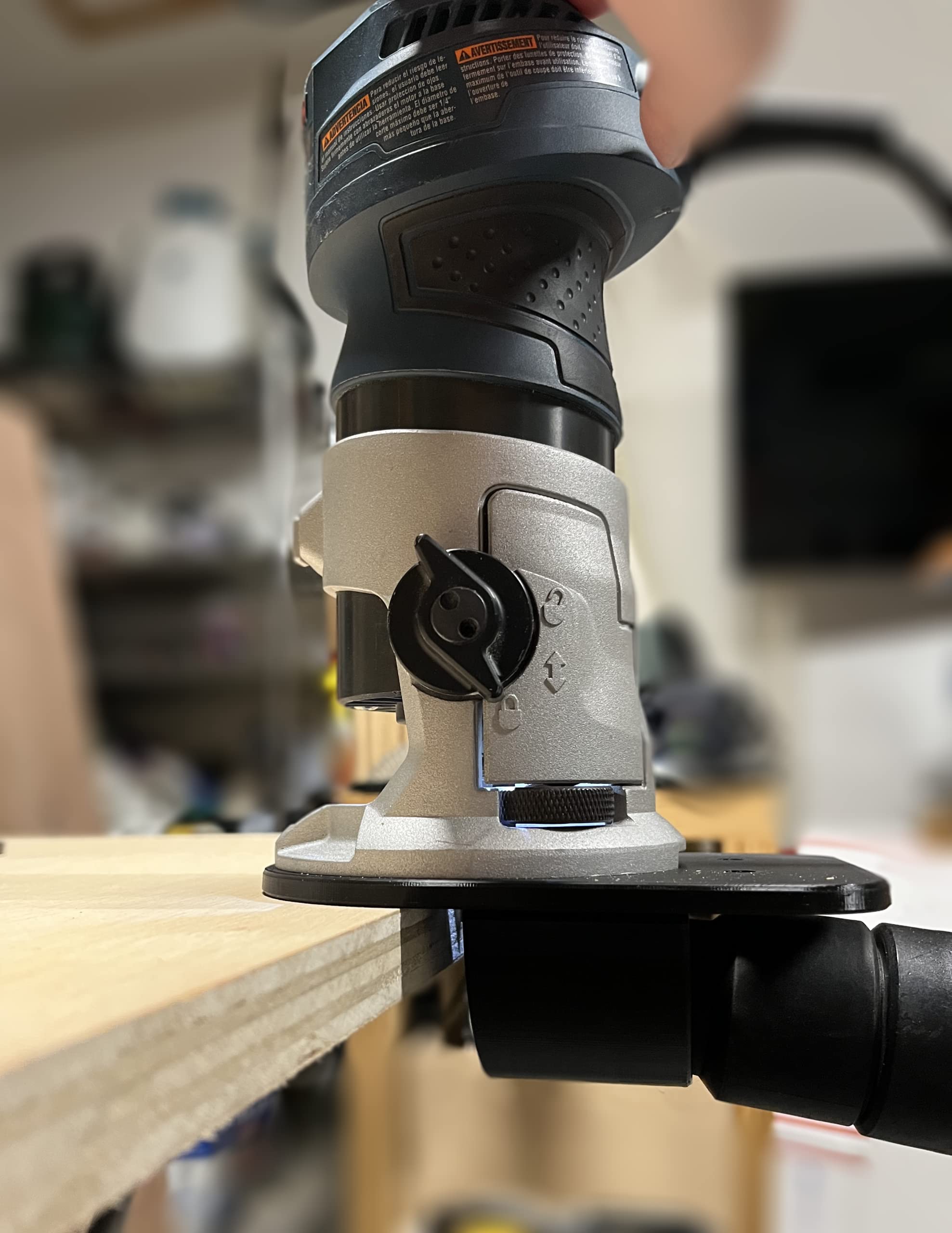 Sub-Base With Dust Collection Fittings for Bosch Colt 1.25-HP Trim Router (GKF125CEK) - Buried Cuts, Dadoes, Grooves, Edges, and More! (40mm Hole) - Made in USA