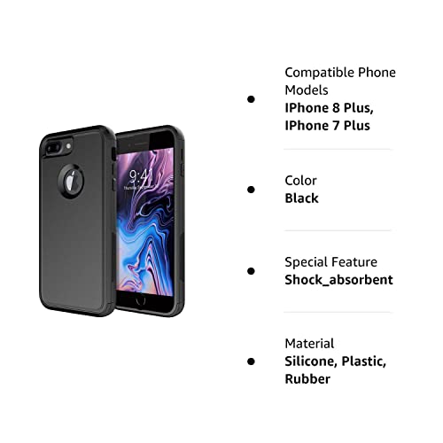 Diverbox Case [Shockproof] [Dropproof] [Dust-Proof],Heavy Duty Protection Phone Cover for Apple iPhone 8 Plus & 7 Plus (Black)