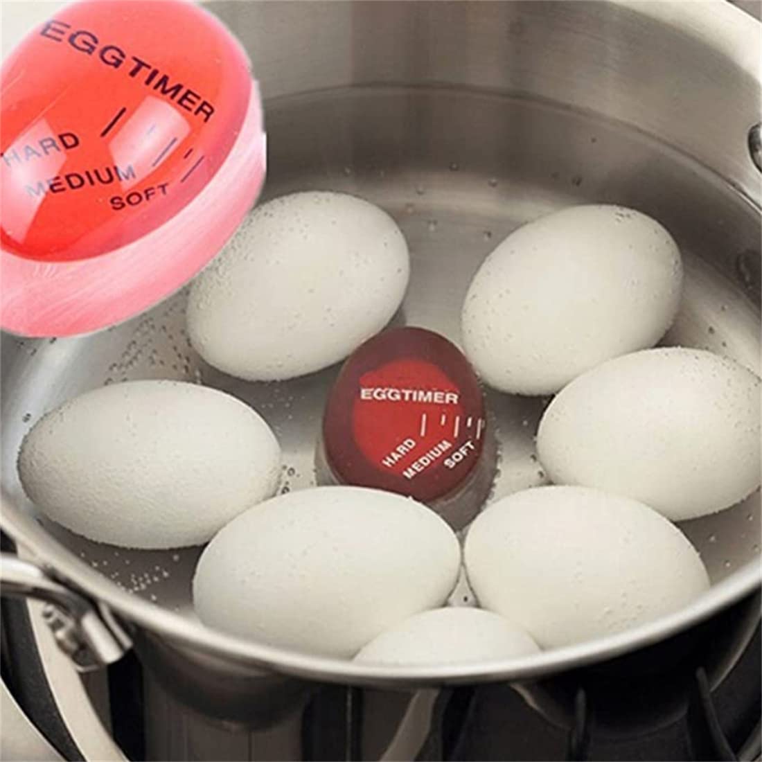 Egg Timer for Boiling Eggs, Color Changing Indicator for Medium, Soft & Hard Eggs, Kitchen Boiled Egg Temperature Observer, Egg Color Changing Boiling Timer for Resin Red Timer Kitchen Gadget