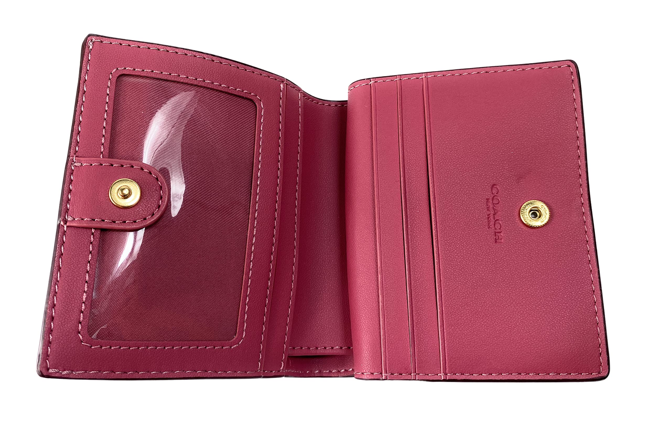 Coach Pebbled Leather Snap Wallet in Pink Lemonade