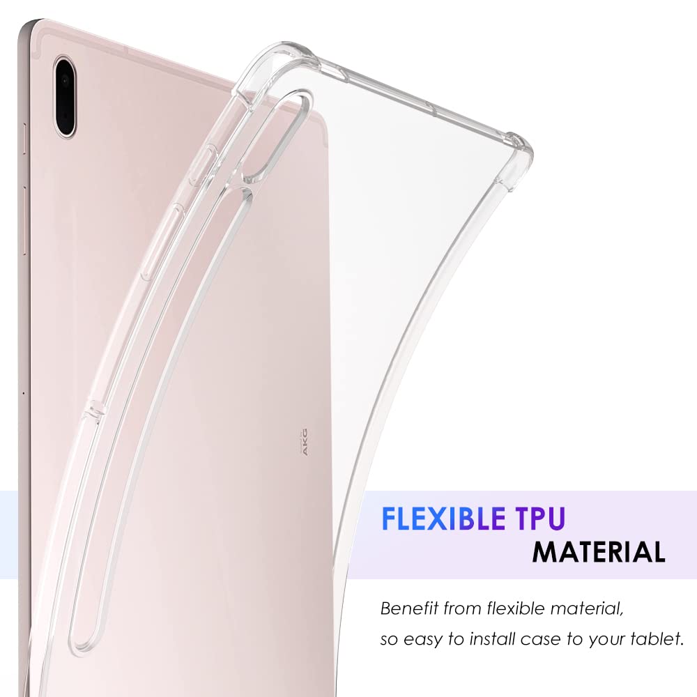 Callyue Case for Samsung Galaxy Tab S8 Plus (2022),Galaxy Tab S7 Plus Case (2020),Clear Rubber Soft Skin Silicone Side Corner Protective Cover for S8 Plus/S7 FE/S7 Plus/ S8+/ S7+ 12.4 Inch-Transparent