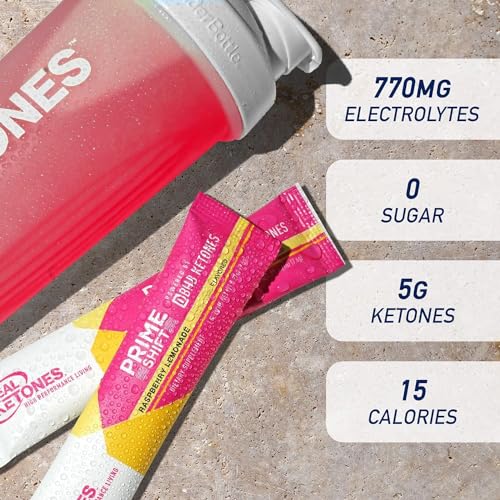 BHB Exogenous Ketones Drink Mix Packets - Real Ketones Keto Electrolytes Powder Packets No Sugar with 4 Main Fasting Electrolytes plus Hydrating Patented Keto BHB - 30 Count Raspberry Lemonade