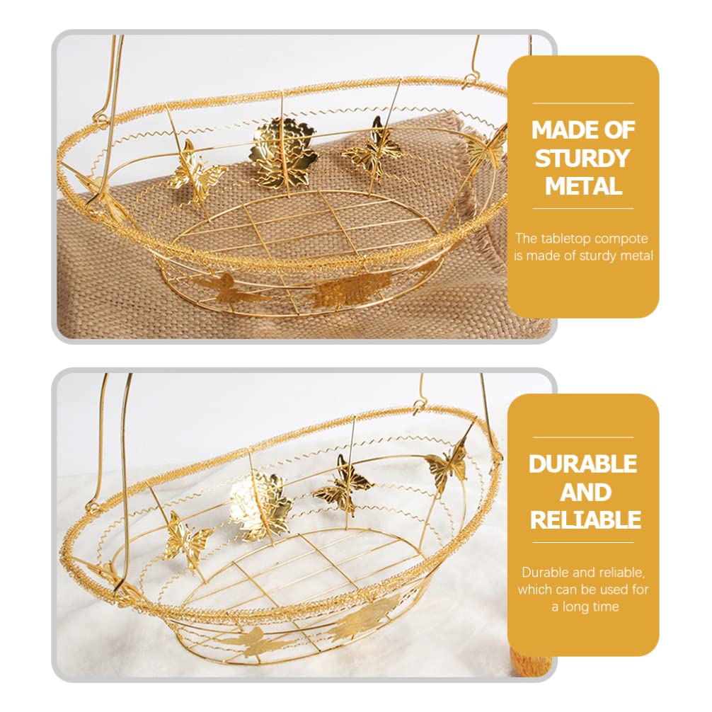 DEPILA Basket Kitchen Metal Farmhouse Table Snack Living Food Holder Tabletop with Wire Vegetable Room Handle Bowl Dried Display Countertop for Bread Multi-Functional Snacks Picnic Egg Baskets