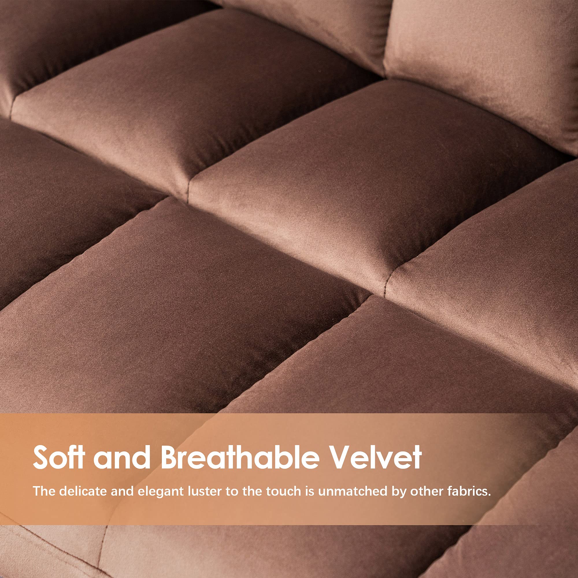 MCombo Loveseat Sofa Couch, Mid-Century Velvet Armless Settee, 2-Seater Upholstered Bench for Living Room Bedroom 4018 (2 Sets Brown)