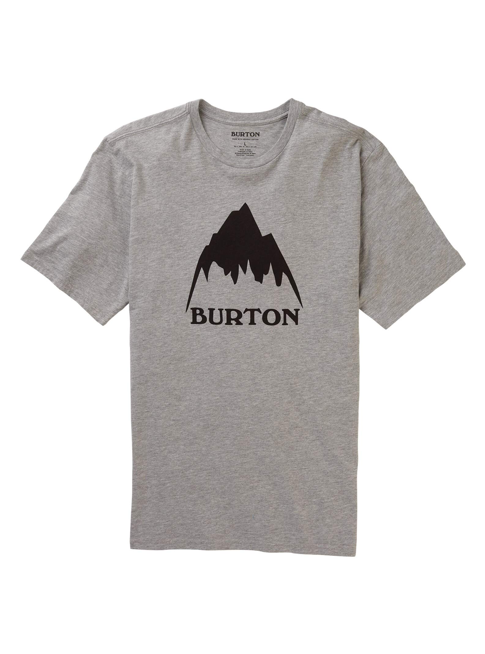 Burton Mens Classic Mountain High Short Sleeve T-Shirt, Gray Heather New, Medium
