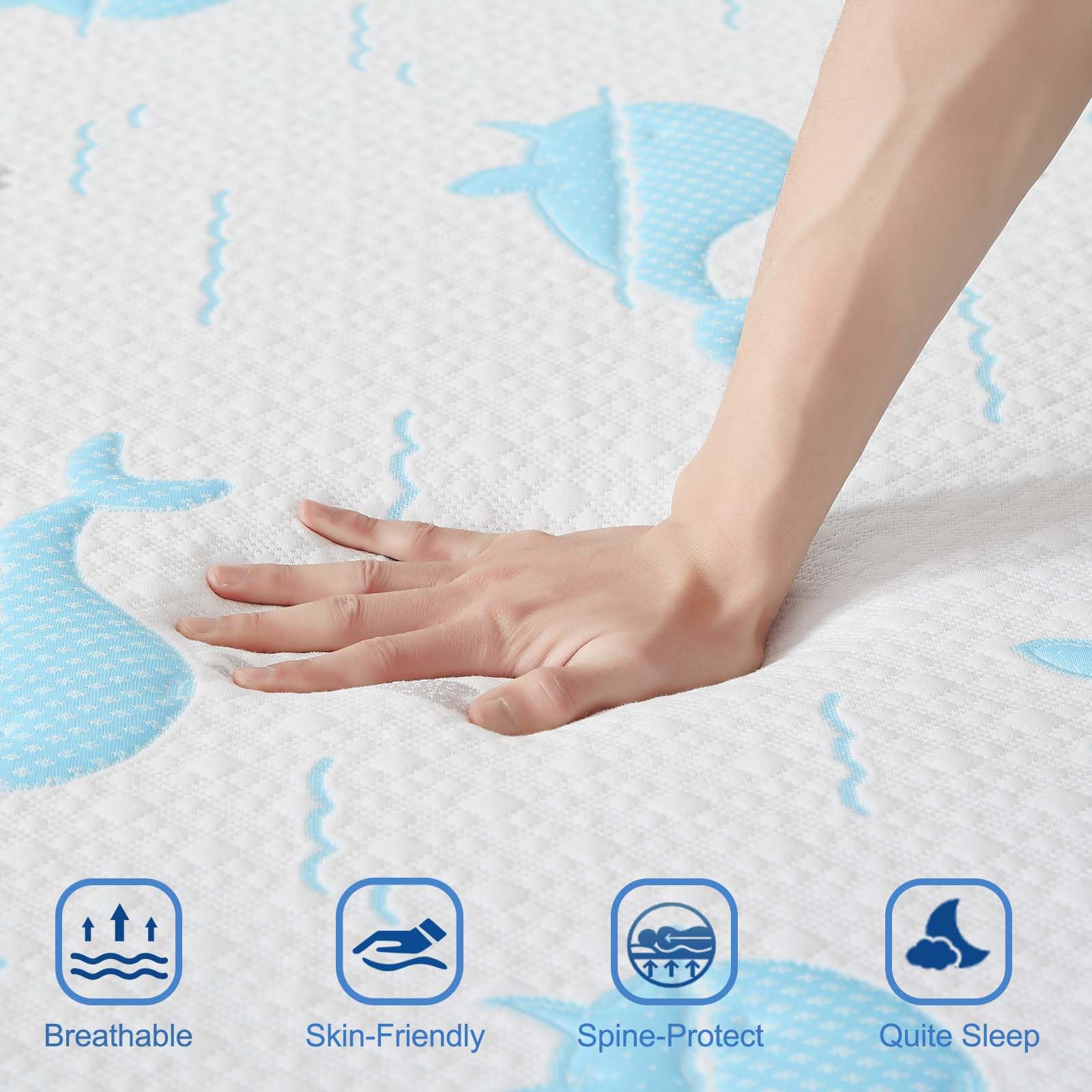 Generic 6 Inch Gel Memory Foam Mattress, Twin Size, Dolphin Medium-Firm Bed Mattress, Breathable & Pressure Relief Cooler Sleep Bed in a Box CertiPUR-US Certified for Adult