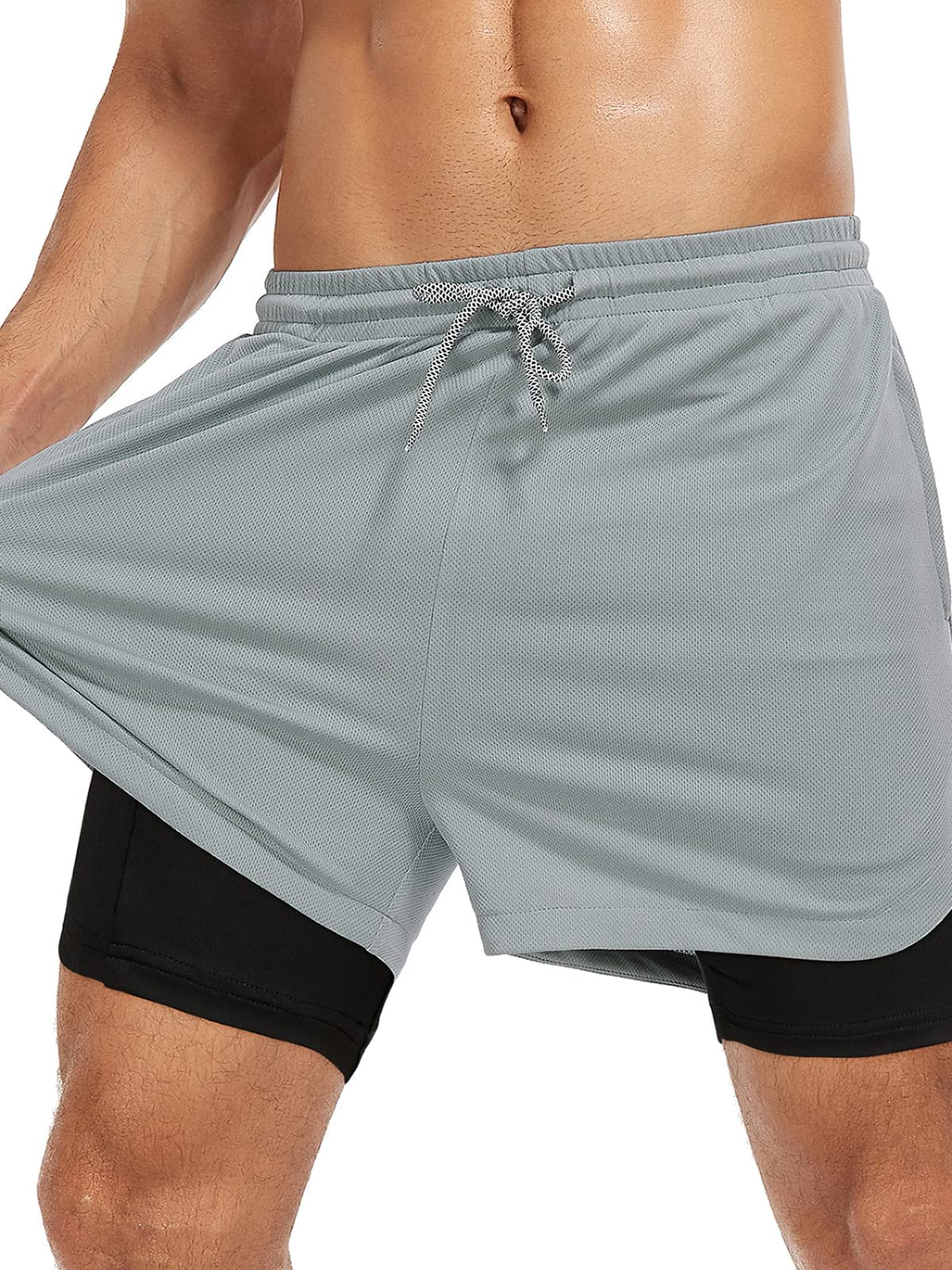 Century Star Mens Running Shorts Athletic Workout Quick Dry Compression Short for Men with Pockets Training Sport Gym Shorts Blue X-Large