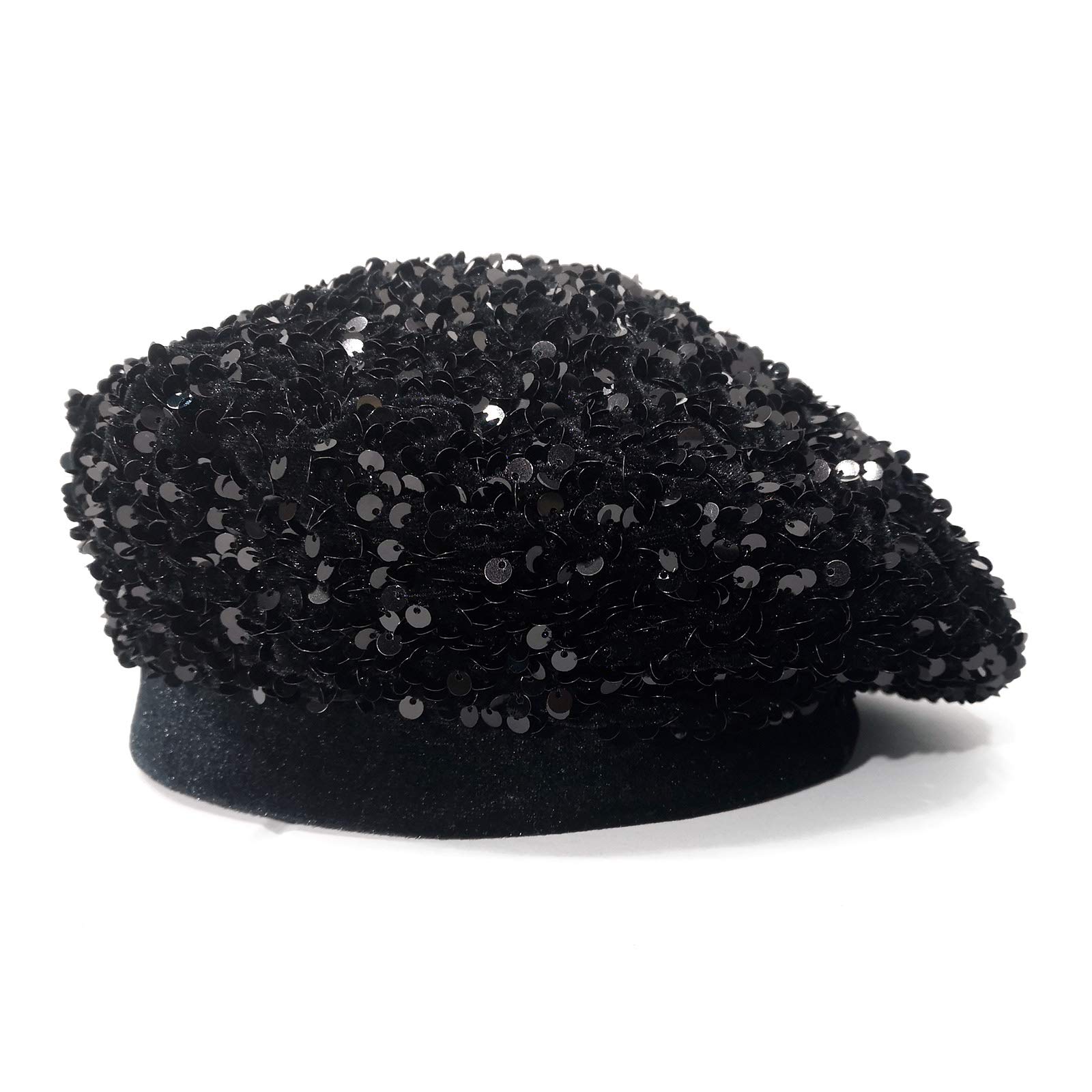 Bling Beret Hats for Women Color Paris Artist Cap Fashionable Ladies Sparkle Shining French Style Beanie Beret (Black)