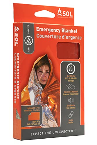 S.O.L. Survive Outdoors Longer Emergency Blanket, Model Number: BMC0140-1222