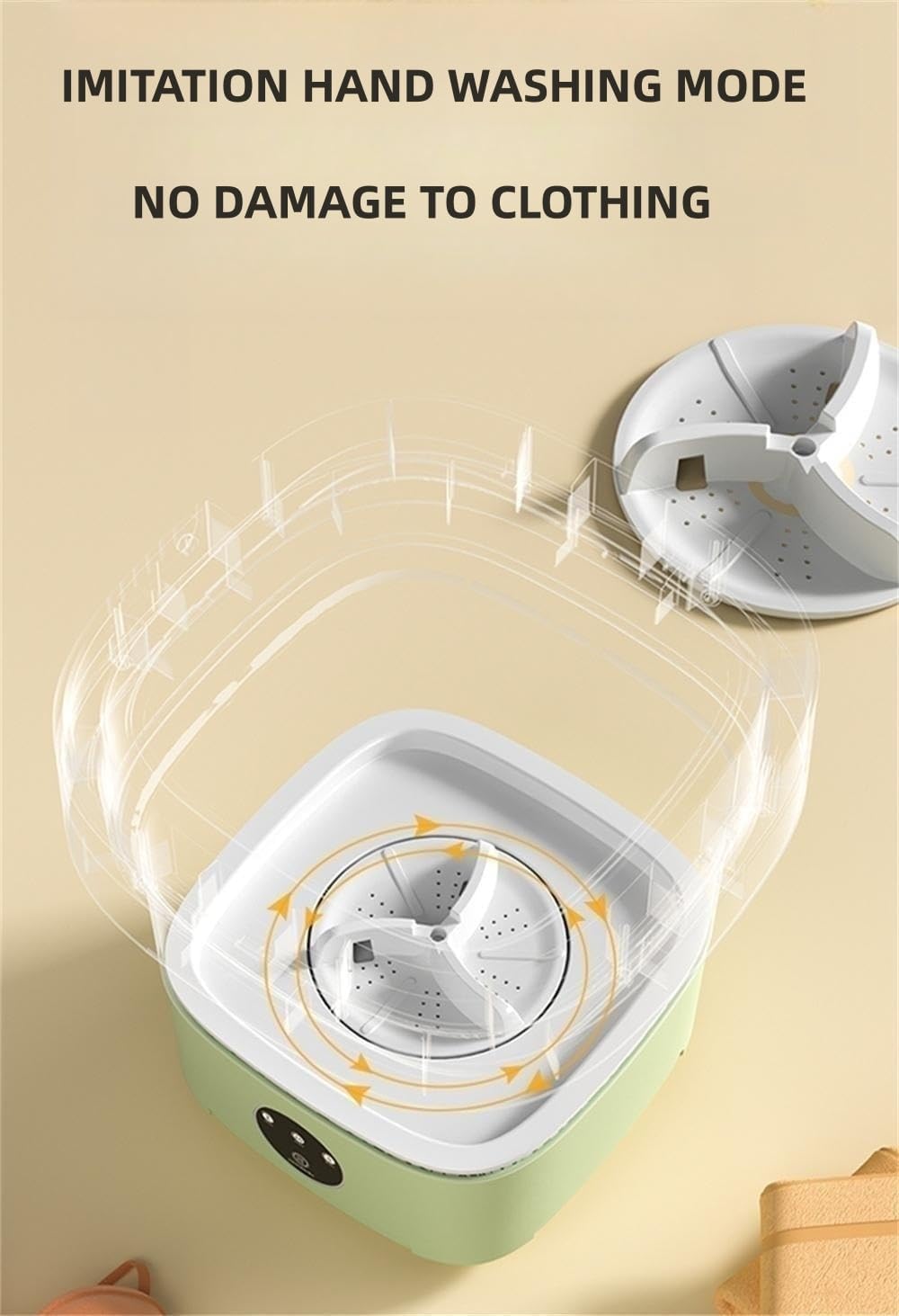 Boredbay Portable Washing Machine, 9L Large Capacity Small Washing Machine,Foldable Washing Machine with Spin-Dry Basket,Mini Washer (Green)