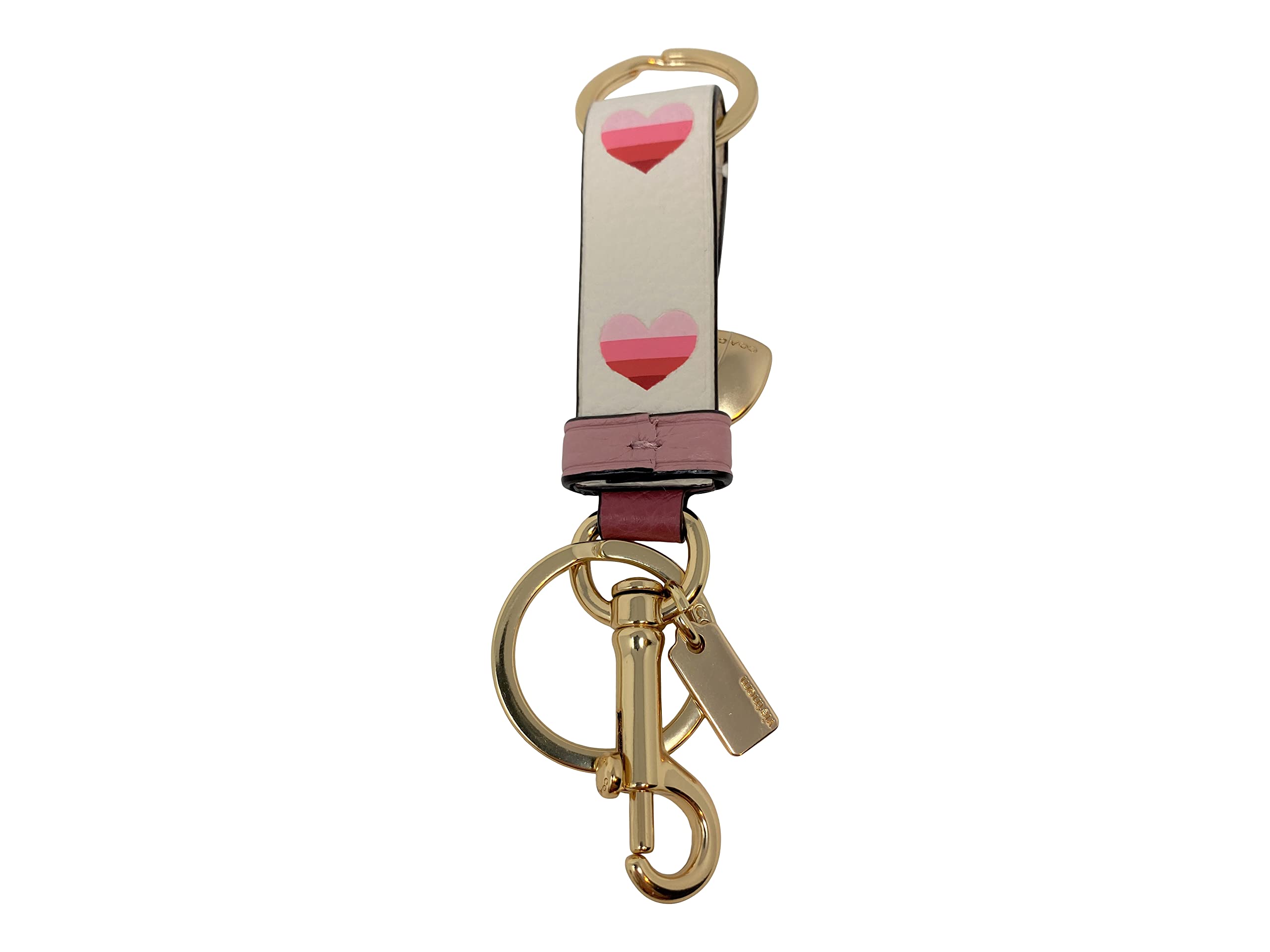 COACH Trigger Snap Bag Charm With Stripe Heart Print Style No. CA049