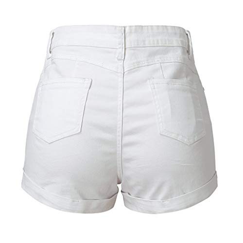 New Low Waisted Mini Shorts ,THENLIAN Women Washed Ripped Hole Short Jeans Denim Pants Shorts(XXL, White)