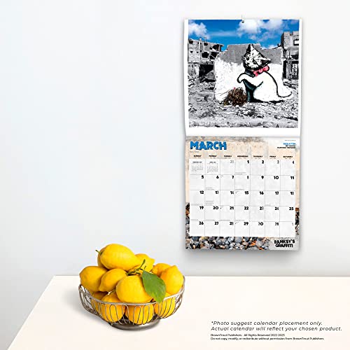 Banksy's Graffiti | 2023 12 x 24 Inch Monthly Square Wall Calendar | BrownTrout | Drawings Street Art Design